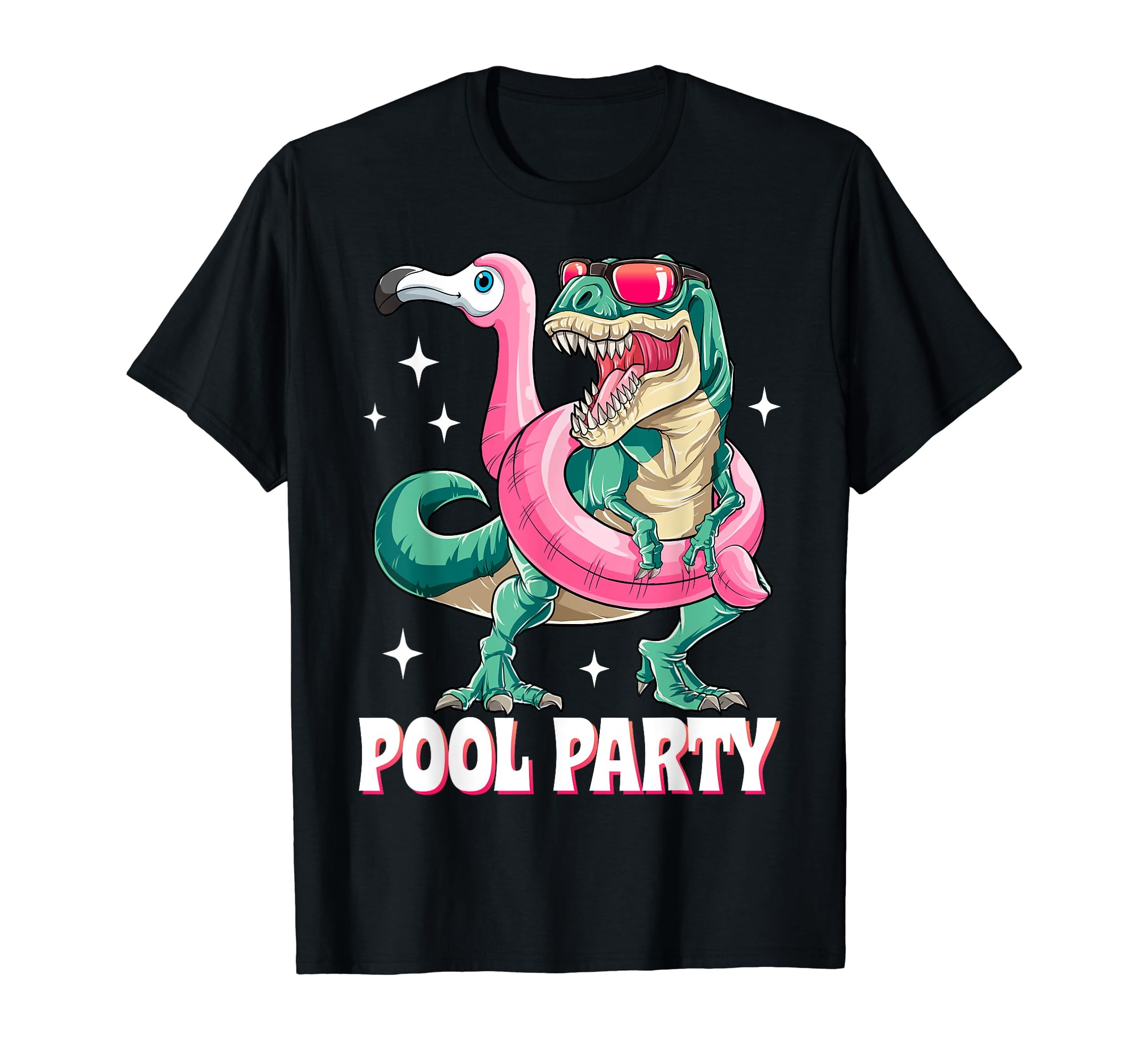 Pool Party Dinosaur Pink Flamingo Float Funny T rex Summer T-Shirt ...