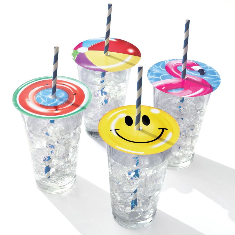 Pool Party Drink Toppers w/Paper Straws - Walmart.com