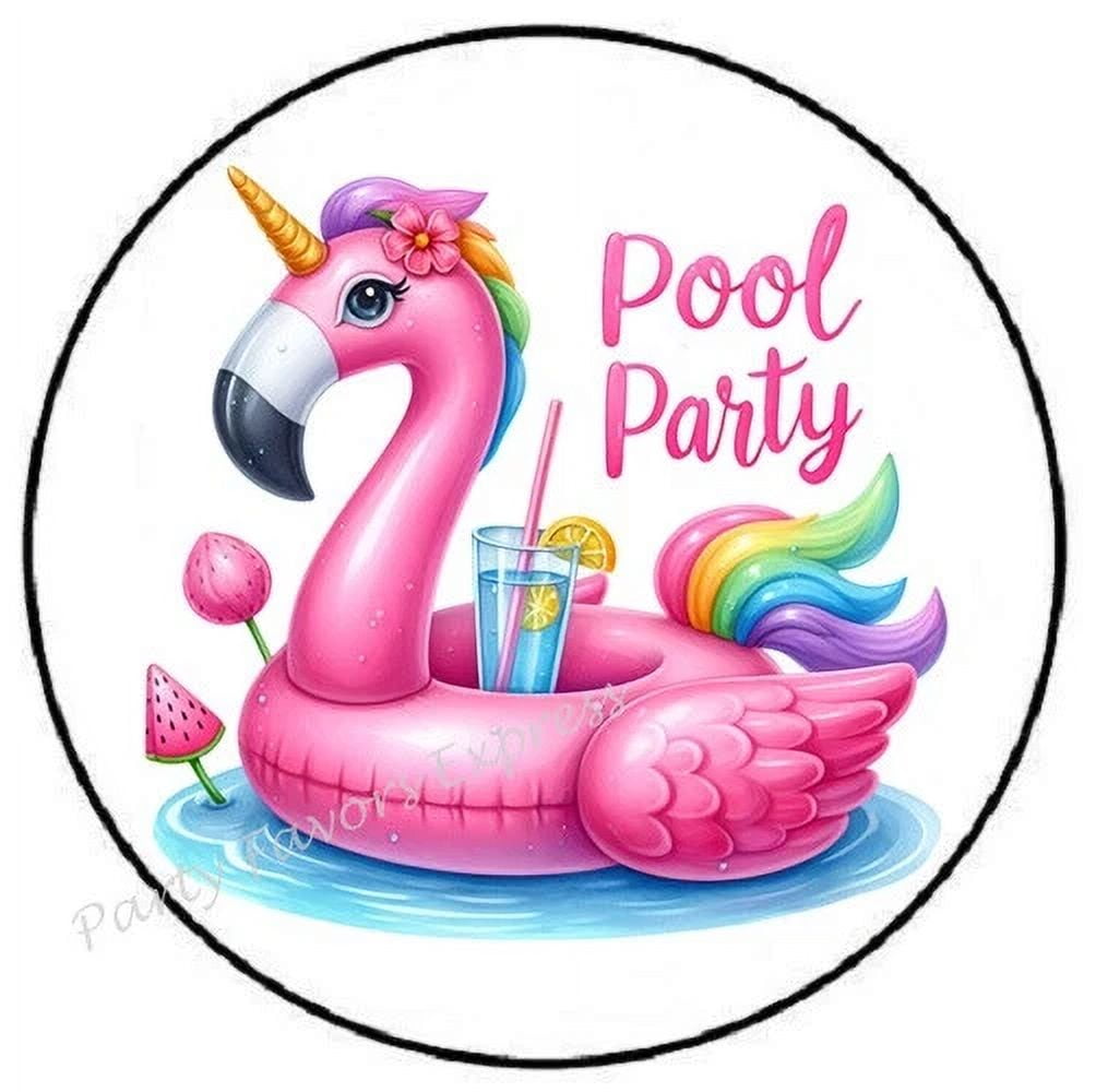 Pool Party Flamingo Stickers Party Favors Phone Decal Water Bottle ...