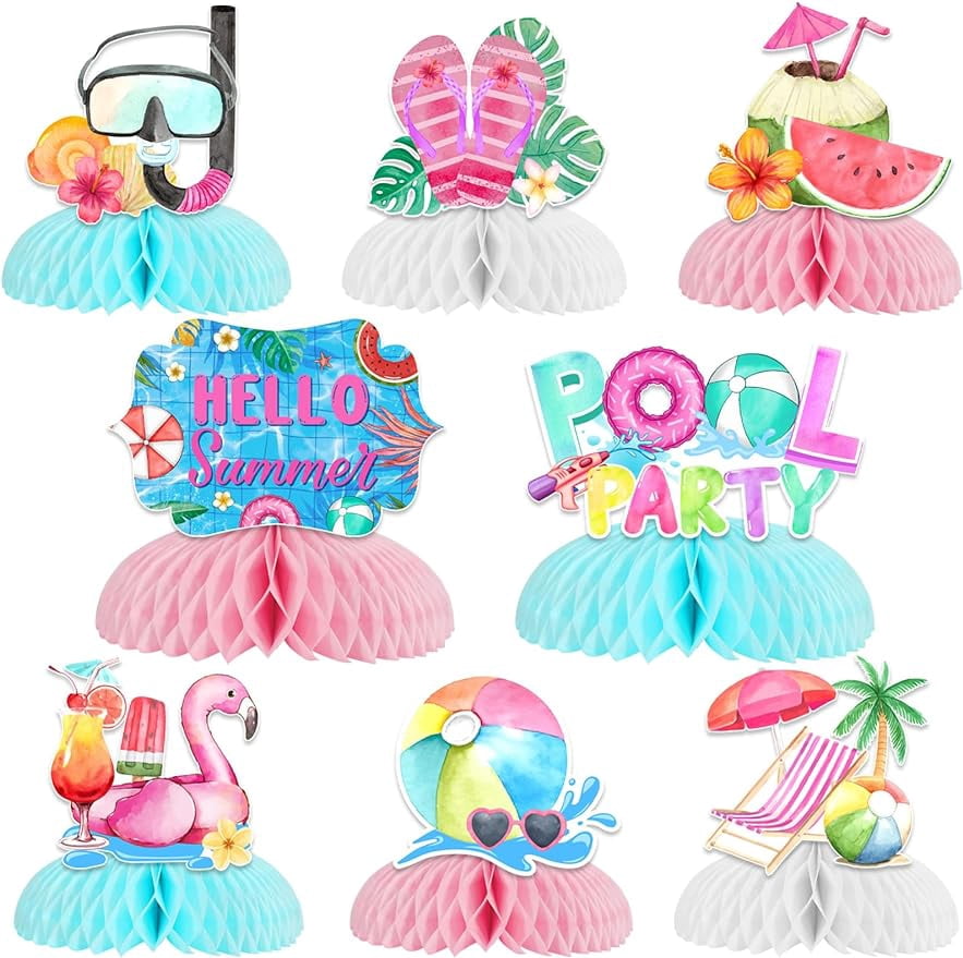 Pool Party Honeycomb Centerpiece Girls, Summer Beach Party Decorations ...