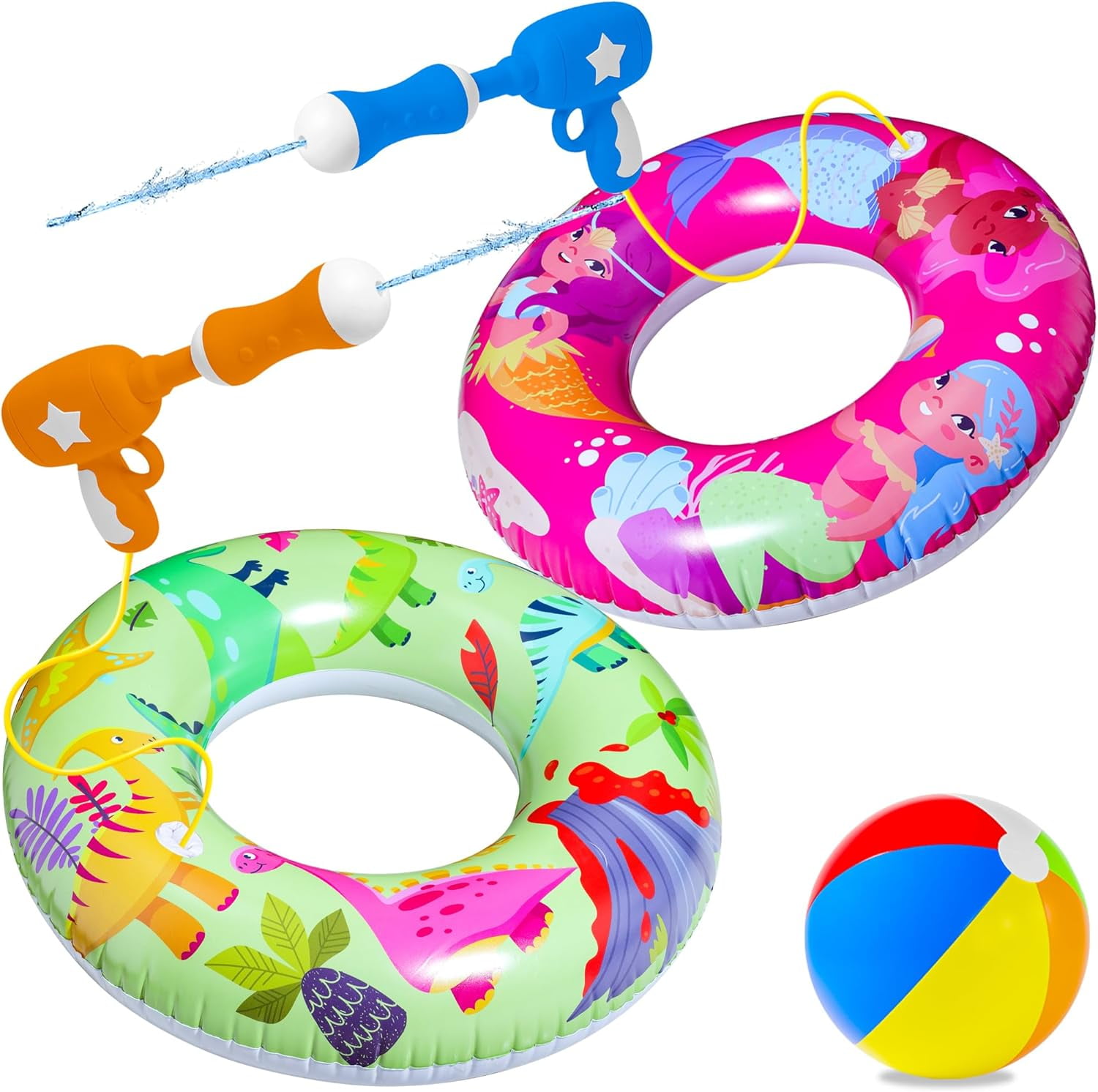 Pool Party Set - Inflatable Pool Float Swimming Rings, Pool Tubes with ...