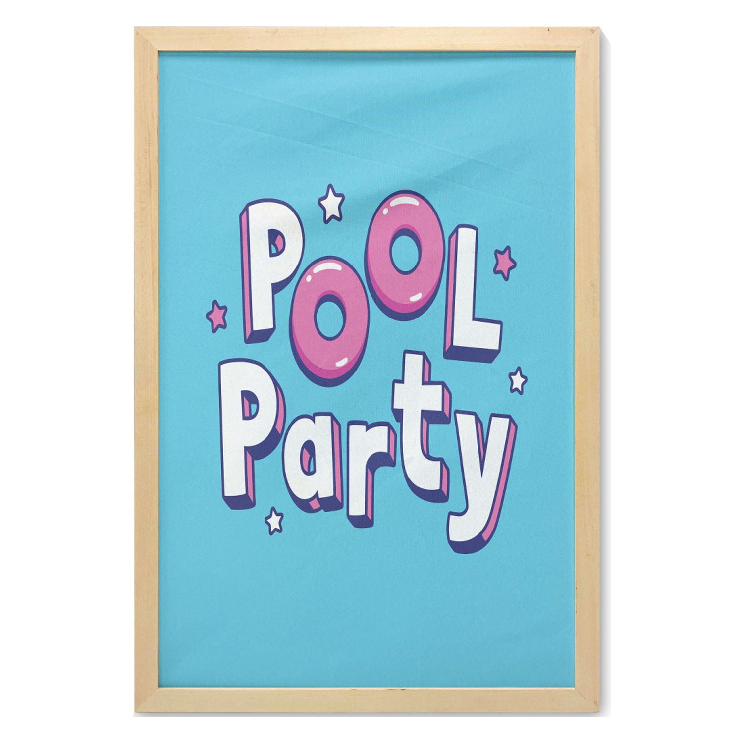 Pool Party Wall Art with Frame, Cartoon Calligraphy Pool Party Text and ...