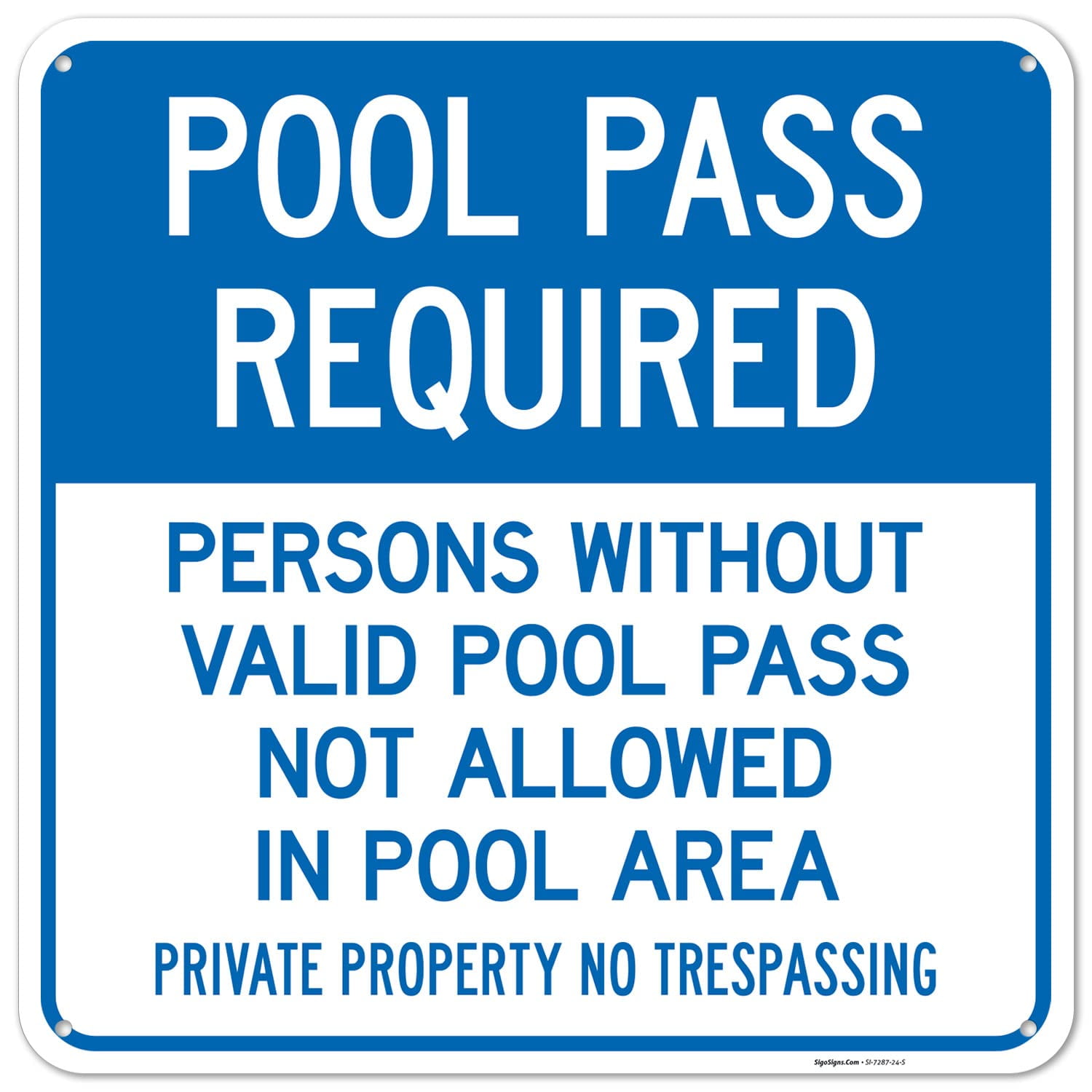 Pool Pass Required Person Without A Valid Pool Pass Not Allowed 18x18 ...