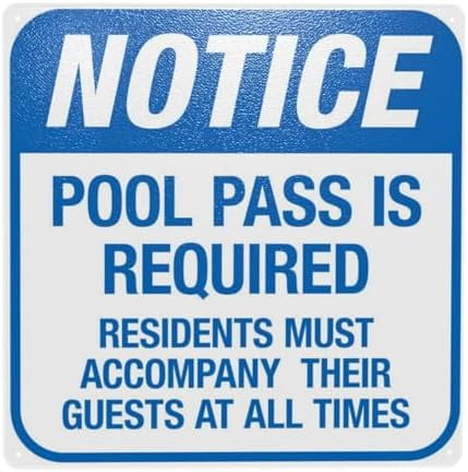Pool Pass Is Required Warning Sign, Pool Rules Security Metal Signs for ...