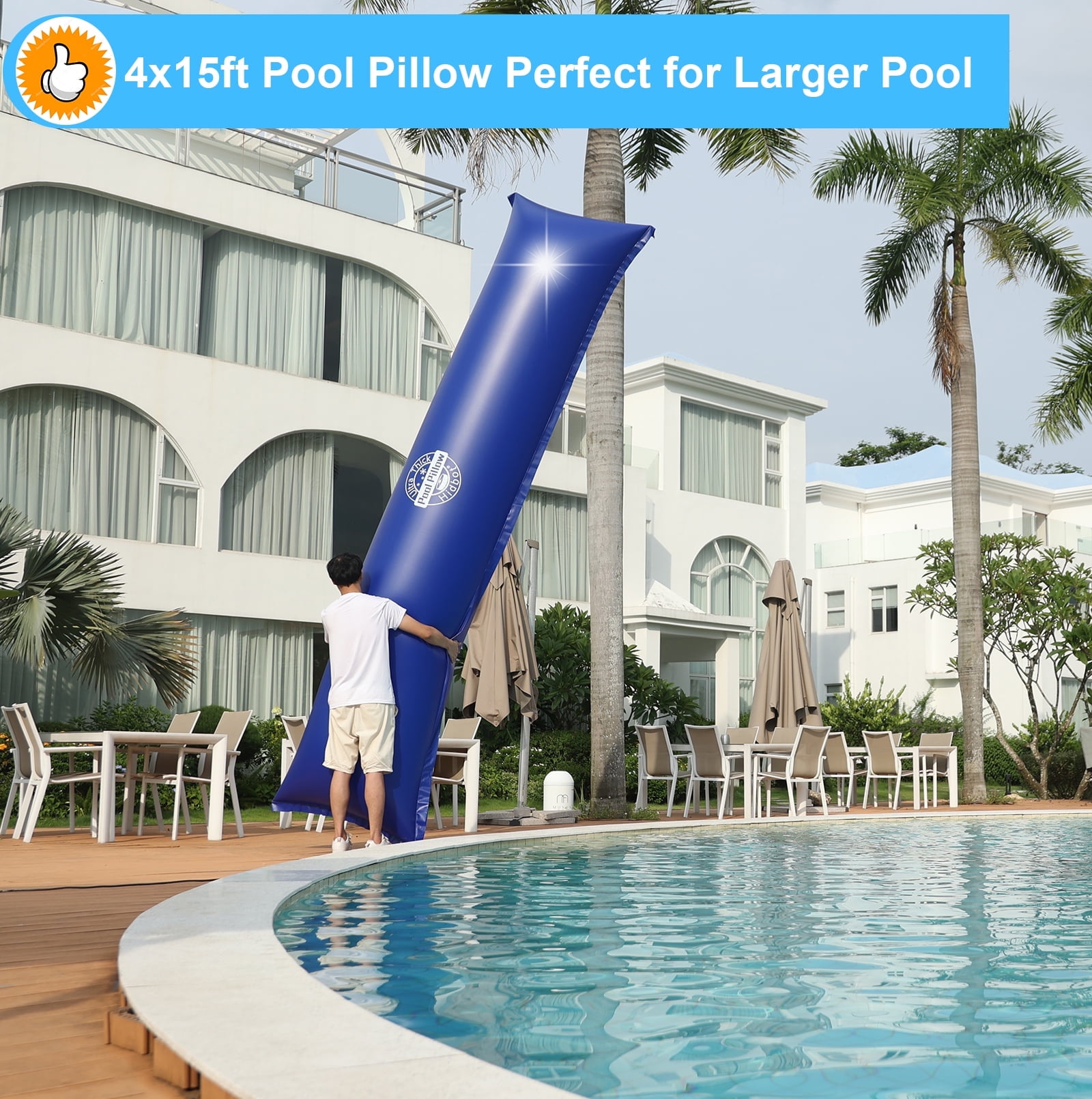 MOSPDE Pool Pillow for Above Ground Pools, 0.4mm Extra Thick, 4x15ft ...