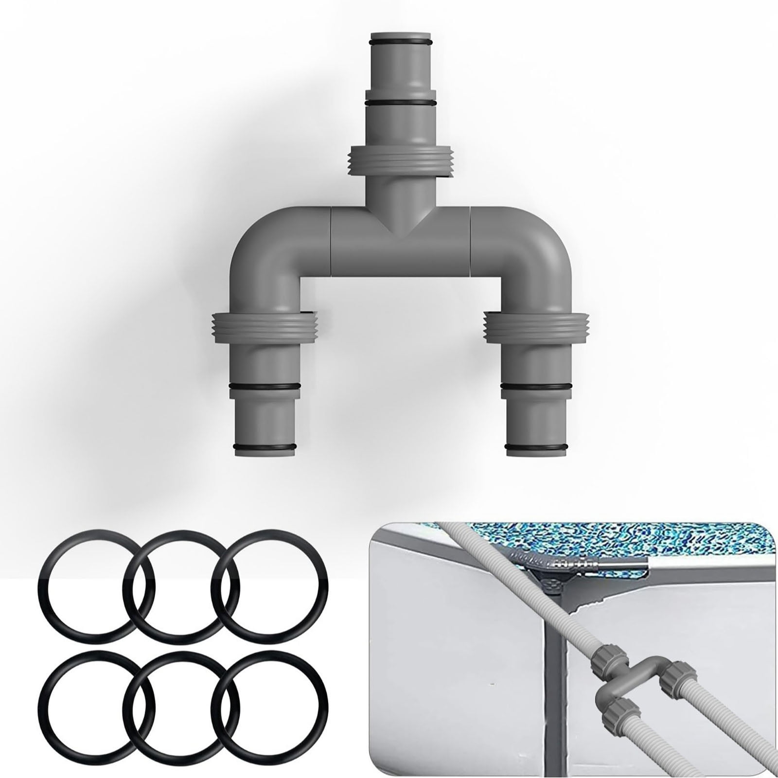Pool Pipe Fitting & Hose Connector - Double O-Ring Leakproof Design 1 ...