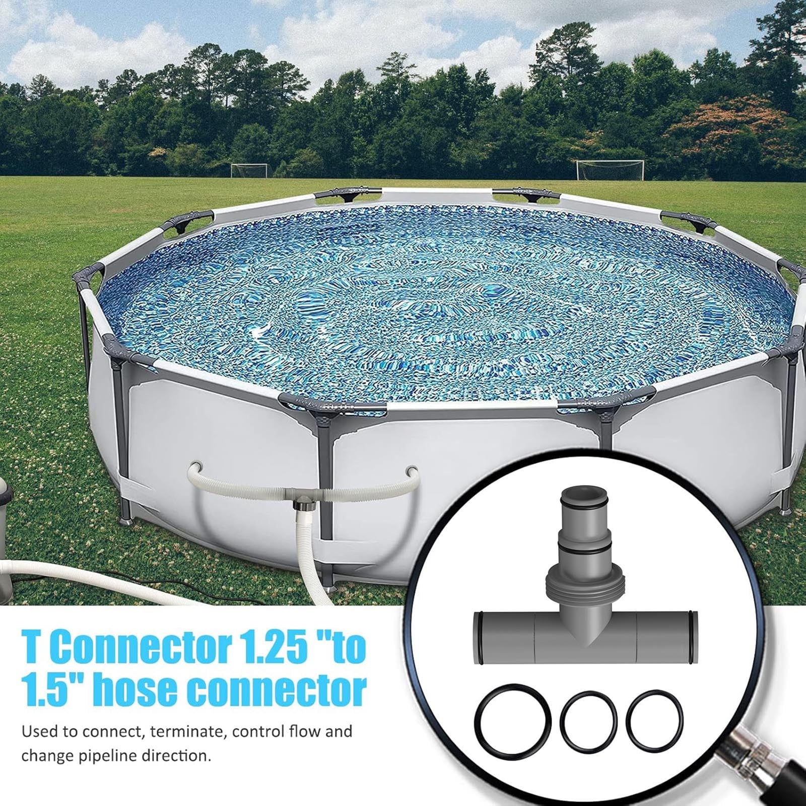 Pool Pipe Fitting & Hose Connector - Double O-Ring Leakproof Design 1 ...