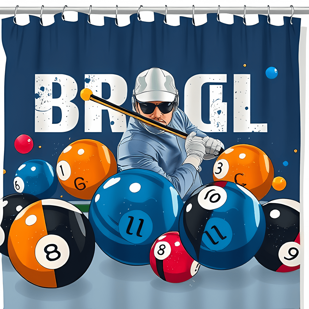 Pool Player Shower Curtain - Stylish Grey Attire Colorful Billiard ...