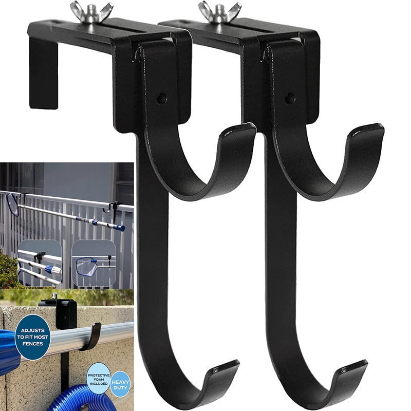 Pool Pole Hanger,2pc Swimming Pool Pole Hook, Adjustable Heavy Duty ...