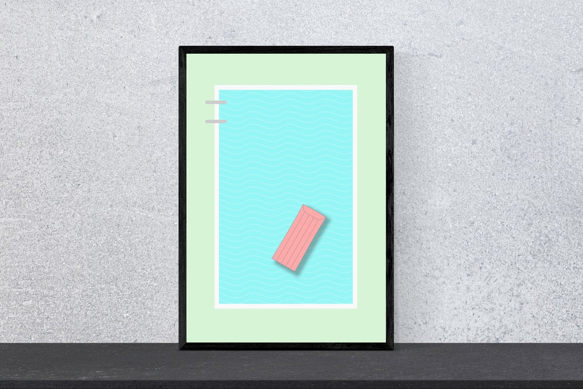 Pool Poster #4 - Art, Minimal, Modern, Nature, Home, Vacation, Sea, Din A4, Pop Art, Swimming ...