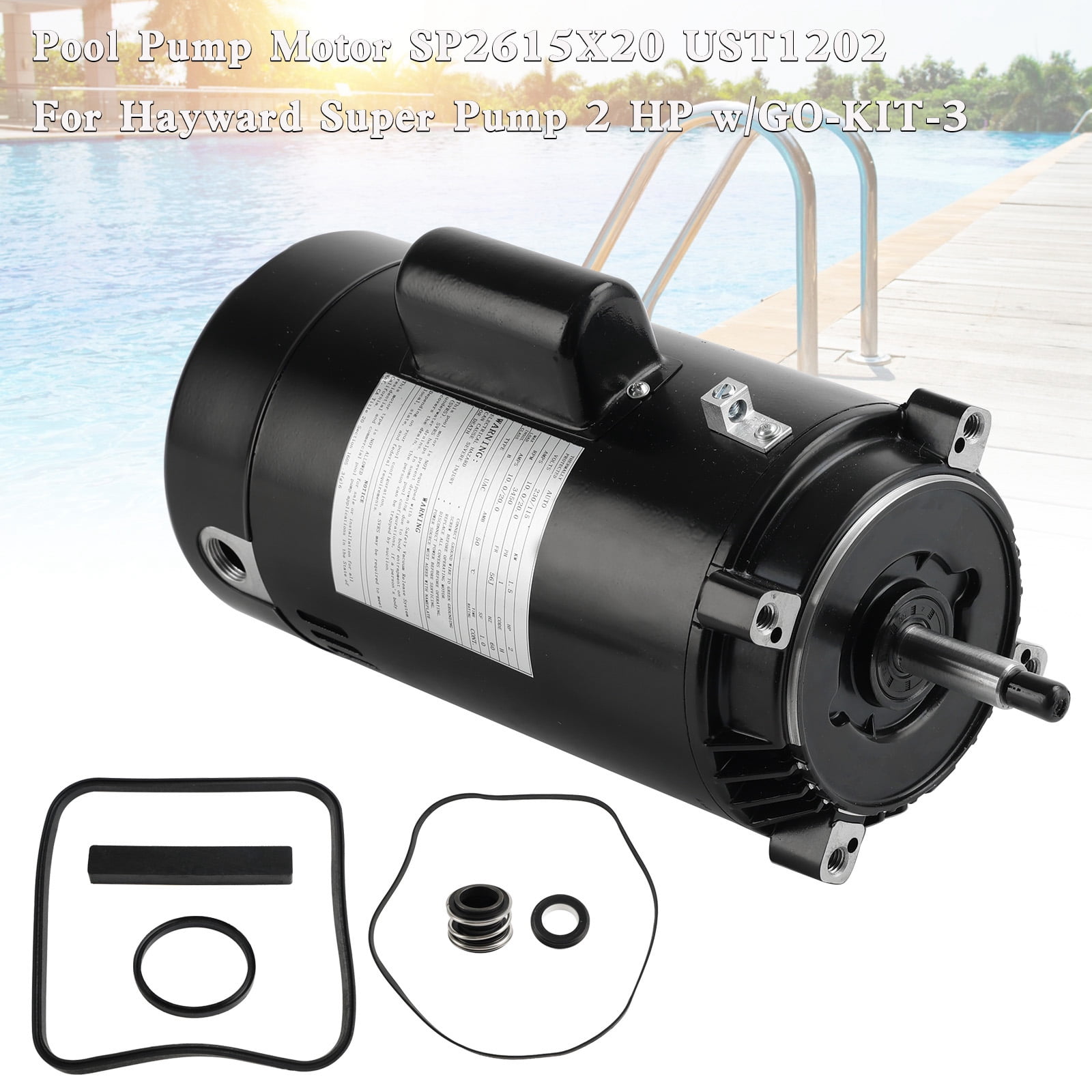Pool Pump Motor SP2615X20 UST1202 For Hayward Super Pump 2 HP w/GO-KIT ...