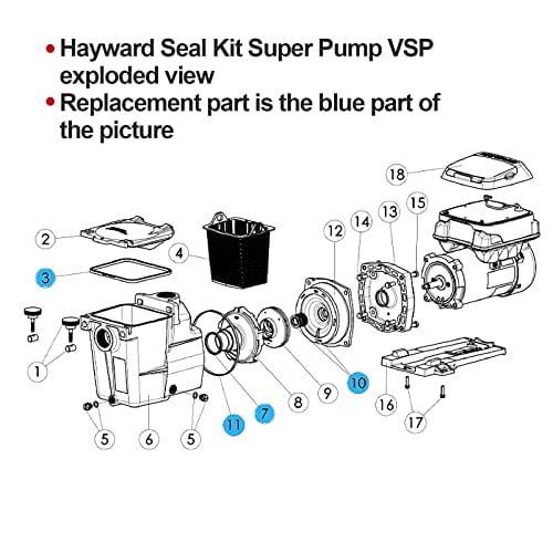Pool Pump O-Ring Seal Repair Kit for Hayward Super Pumps SPX1600TRA ...