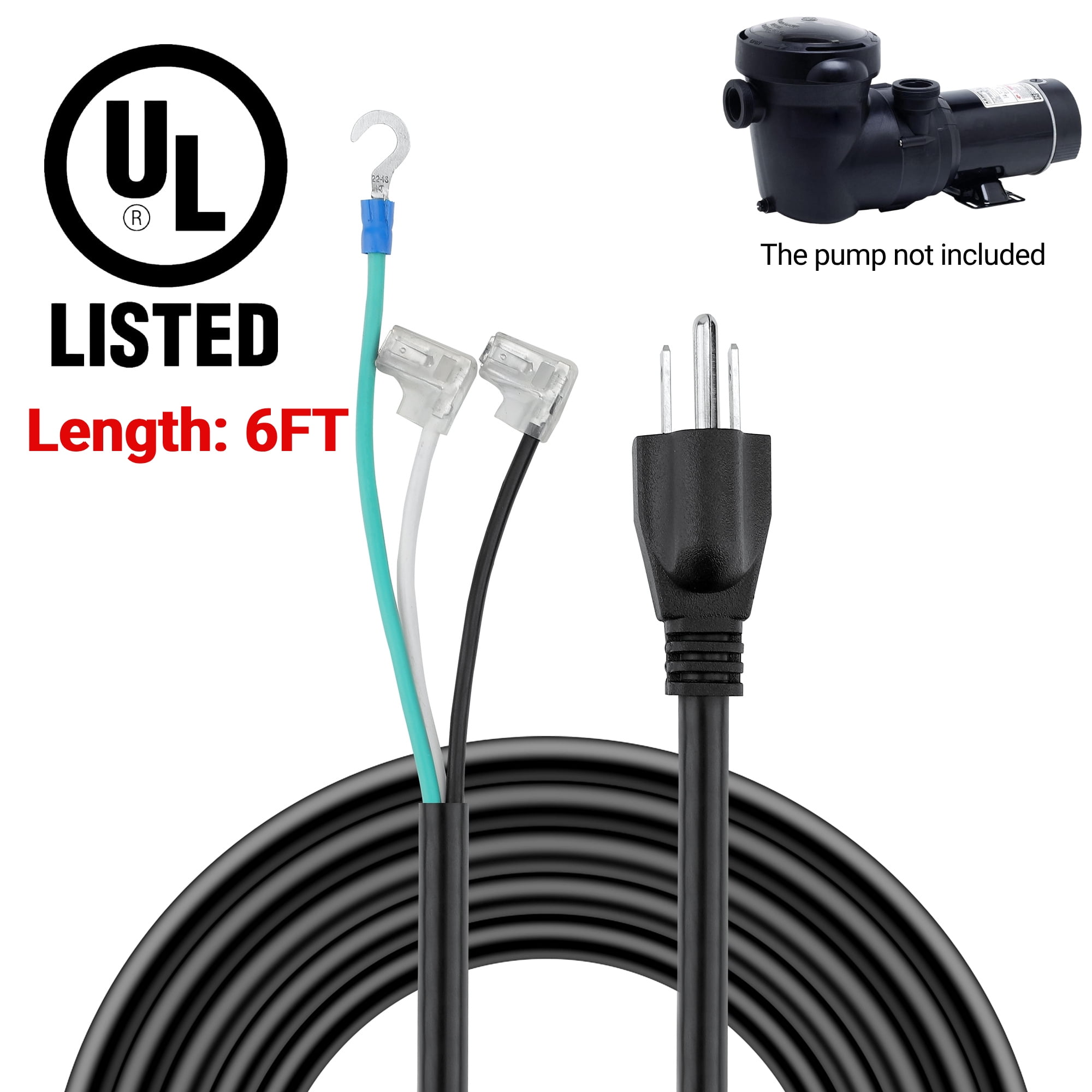 Pool Pump Power Cord 6 Feet Extension Electrical Plug Replacement for ...