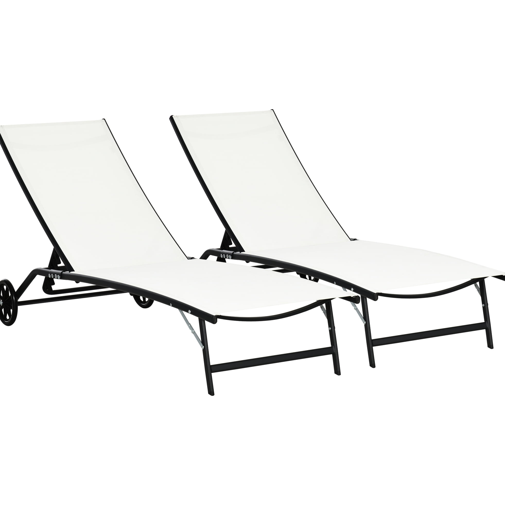 Pool Recliner Chair With Wheels - 5 Adjustable Settings, Cream White ...