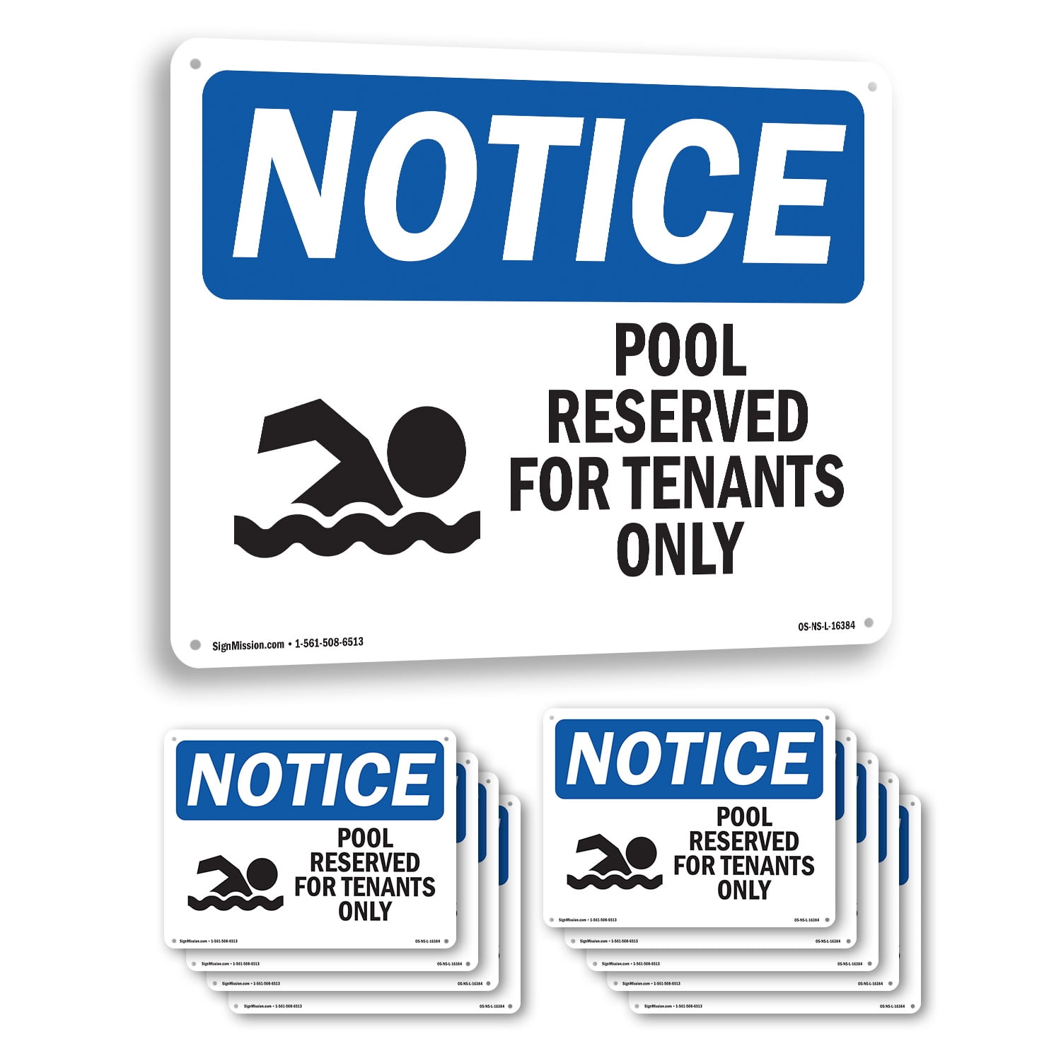 Pool Reserved For Tenants Only With Symbol OSHA Notice Aluminum Sign 24 ...