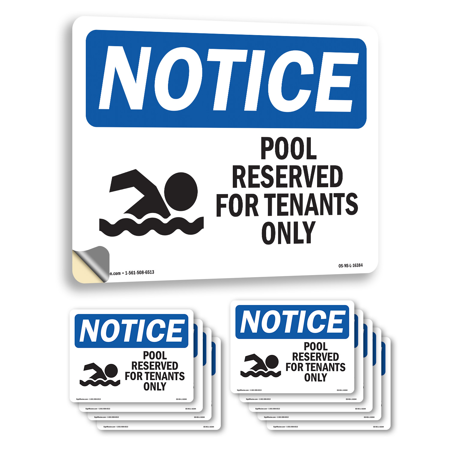Pool Reserved For Tenants Only With Symbol OSHA Notice Vinyl Decal ...