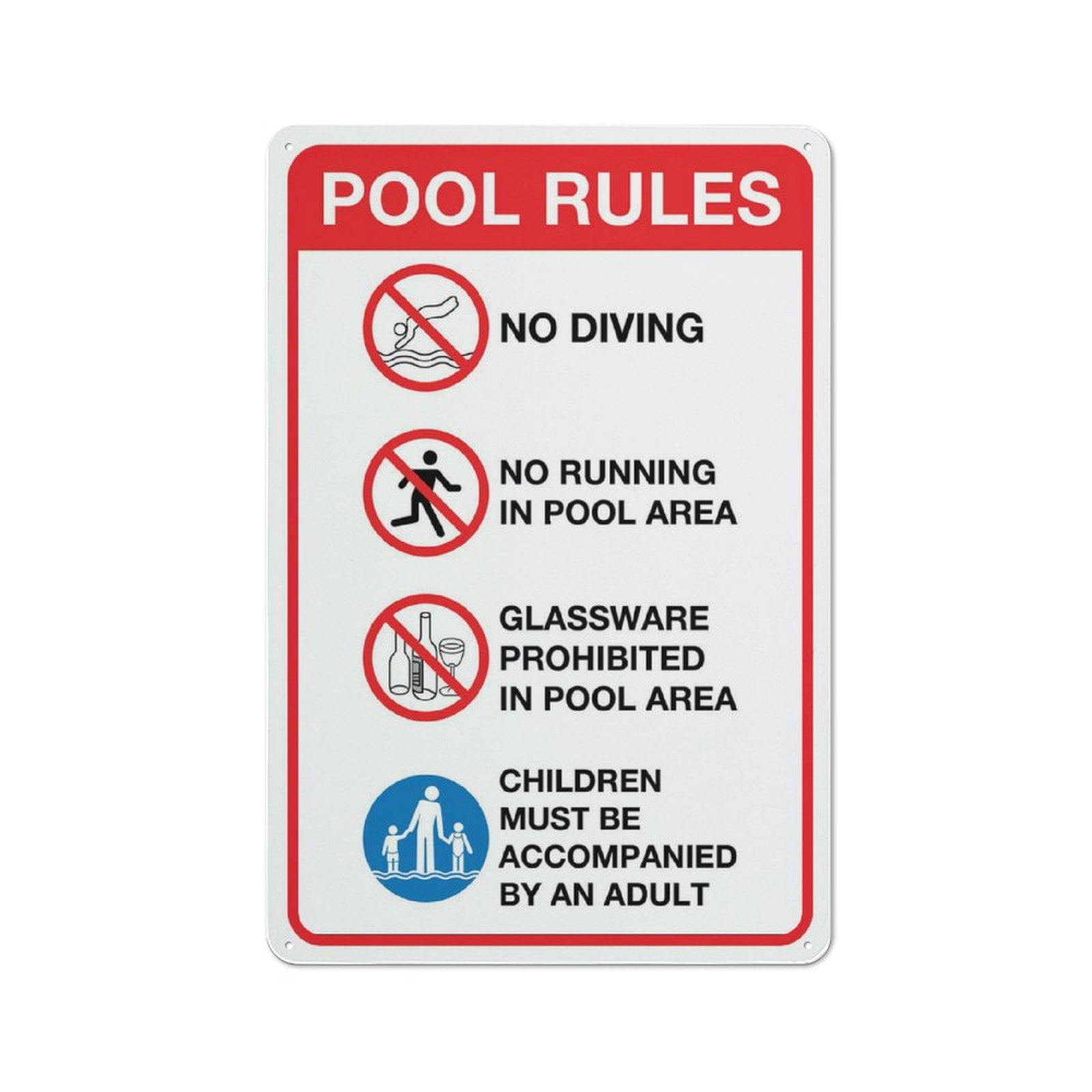 Pool Rules 1 Sign Signs Outdoor, Uv Printed Aluminum 12 X 8 In ...
