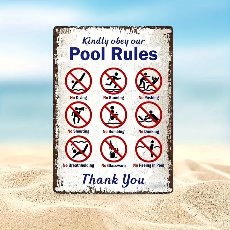 Pool Rules Aluminium Metal Tin Sign 8x12 Inch Home Plaque Poster Home ...