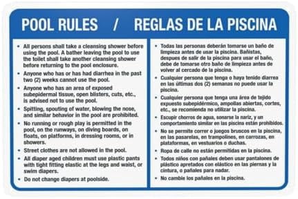 Pool Rules Bilingual Sign, Spanish English Warning Sign, Pool Security ...