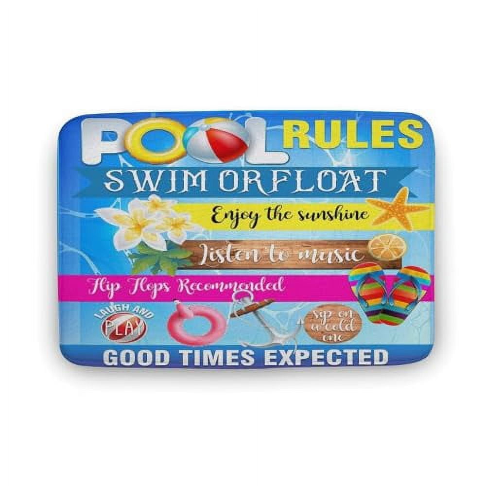 Pool Rules Doormat Blue Summer Beach Nautical Coastal Starfish Anchor ...