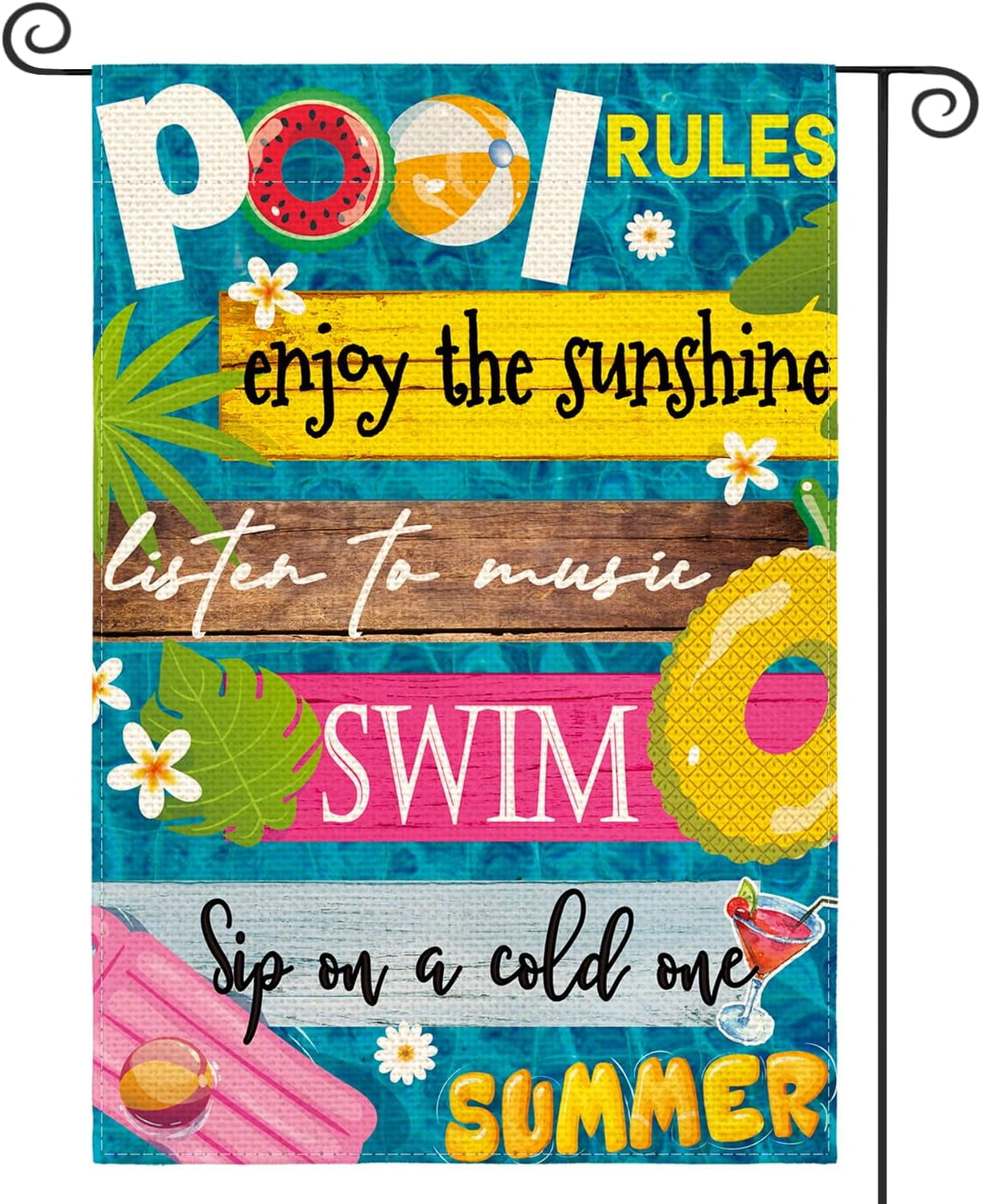 Pool Rules Garden Flag Double Sided Outside, Summer Sunshine Swim ...