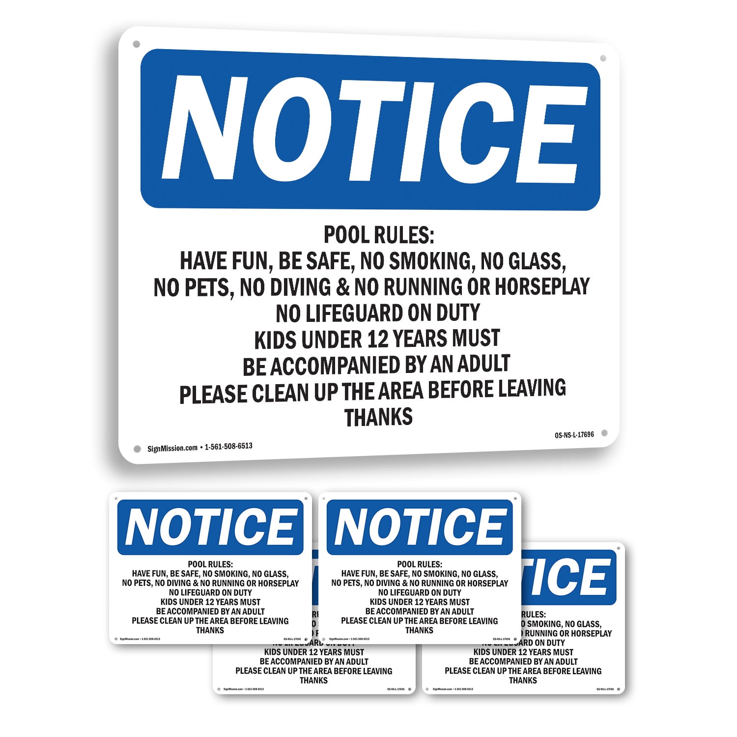 Pool Rules Have Fun Be Safe No Smoking OSHA Notice Rigid Plastic Sign ...