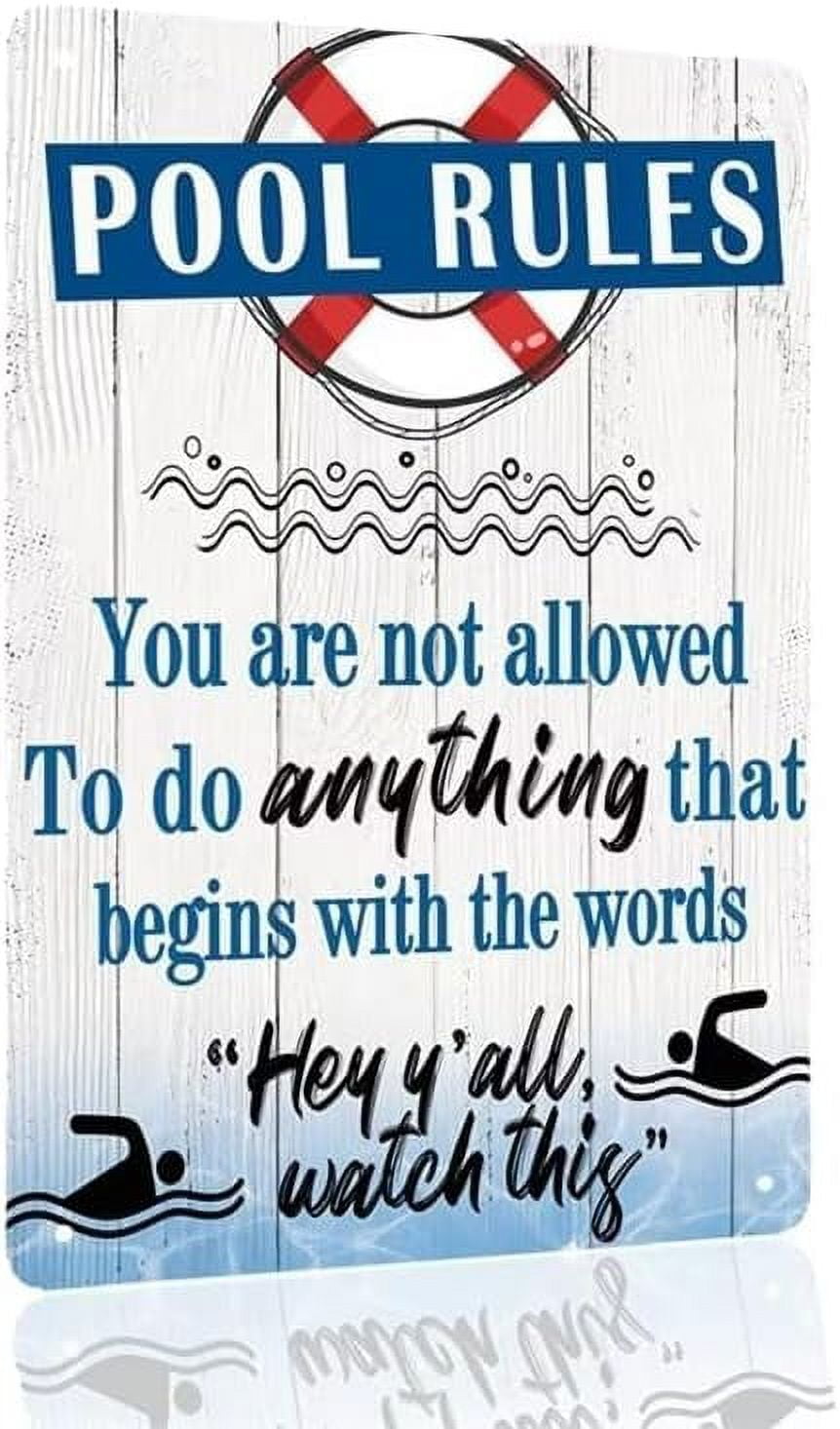 Pool Rules" Metal Sign - 8x12 inch Vintage Pool Wall Decoration Outdoor ...