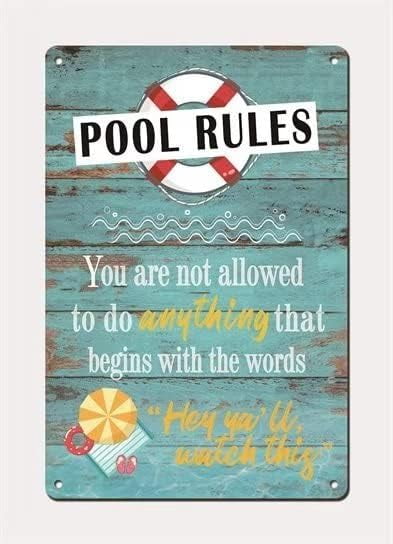 Pool Rules Metal Sign Metal Tin Sign 8x12 Inch - Walmart.com