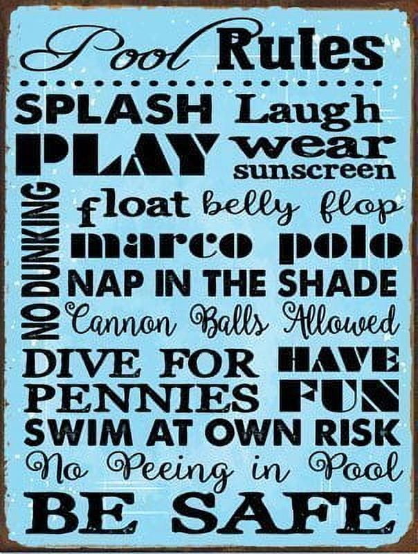 Pool Rules Metal Sign Size: 16 x 12 Inches - Walmart.com