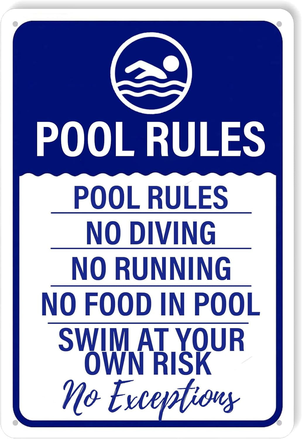 Pool Rules Metal Sign Swim at Your Own Risk No Exceptions Swimming ...