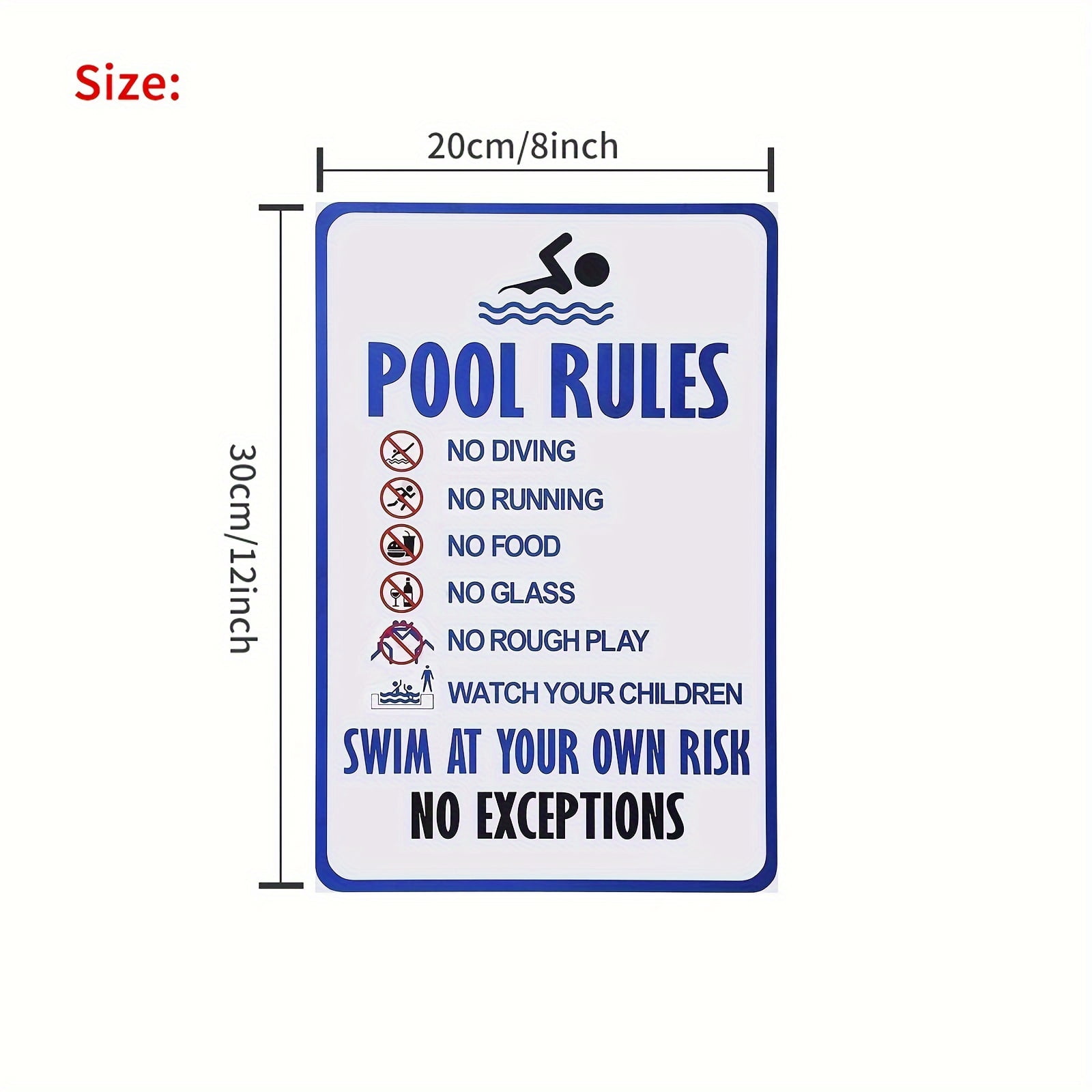 Pool Rules Metal Sign Universal Holiday Swimming Pool Safety Wall Decor ...