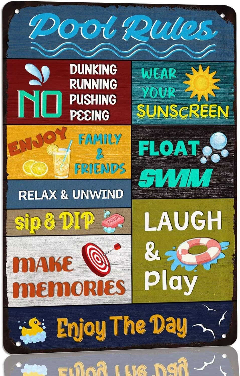 Pool Rules Metal Sign Vintage Pool Tin Sign Outdoor Home Patio Wall ...