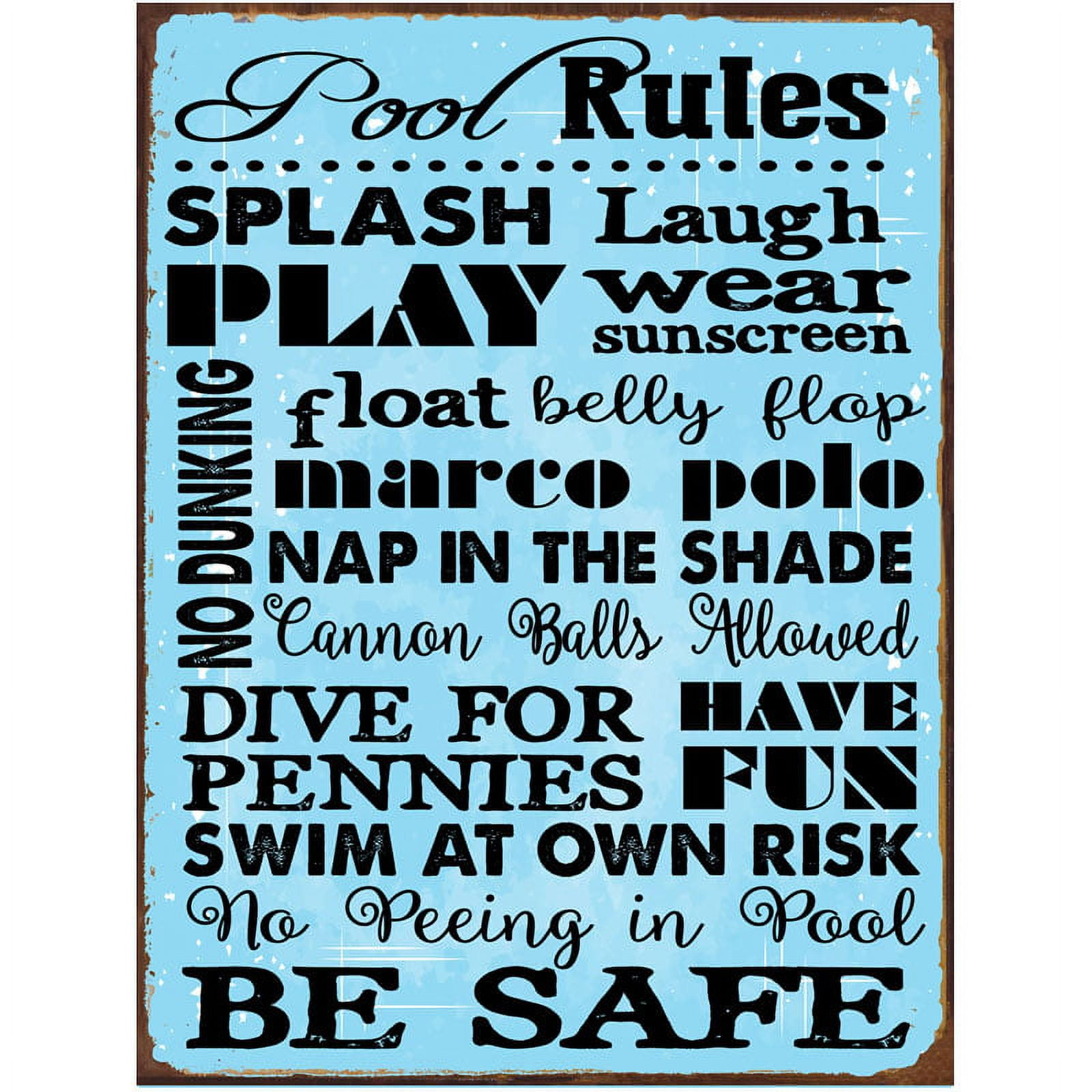 Pool Rules Metal Sign - Walmart.com