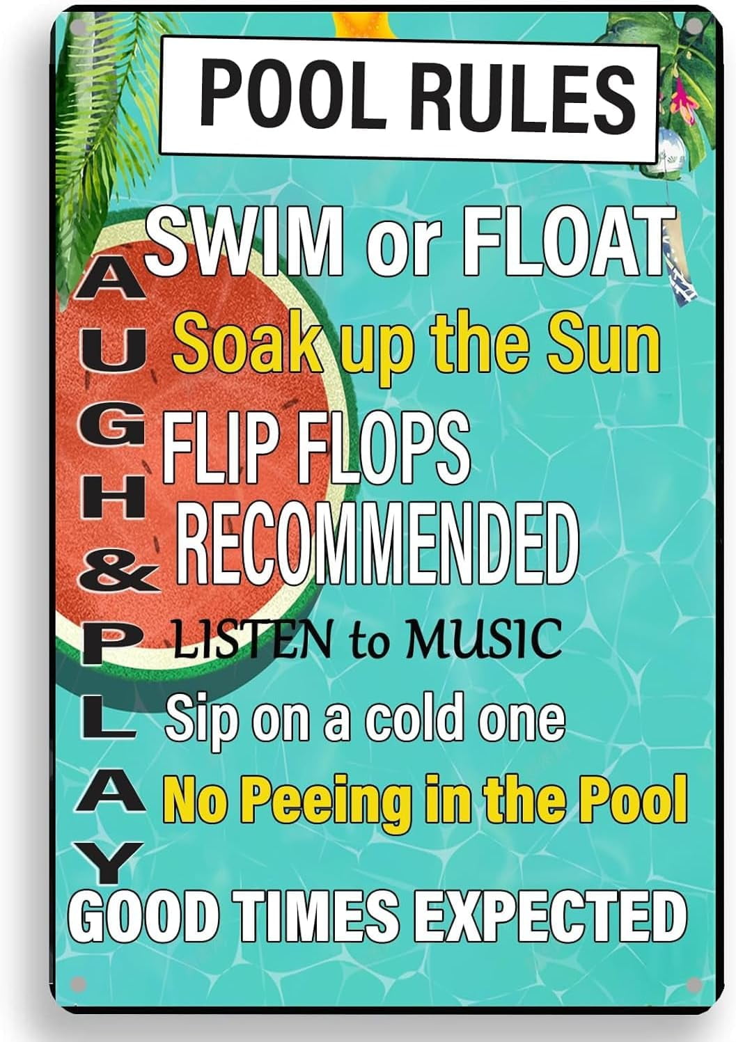 Pool Rules Metal Tin Sign No Peeing In The Pool Retro Wall Art Funny ...