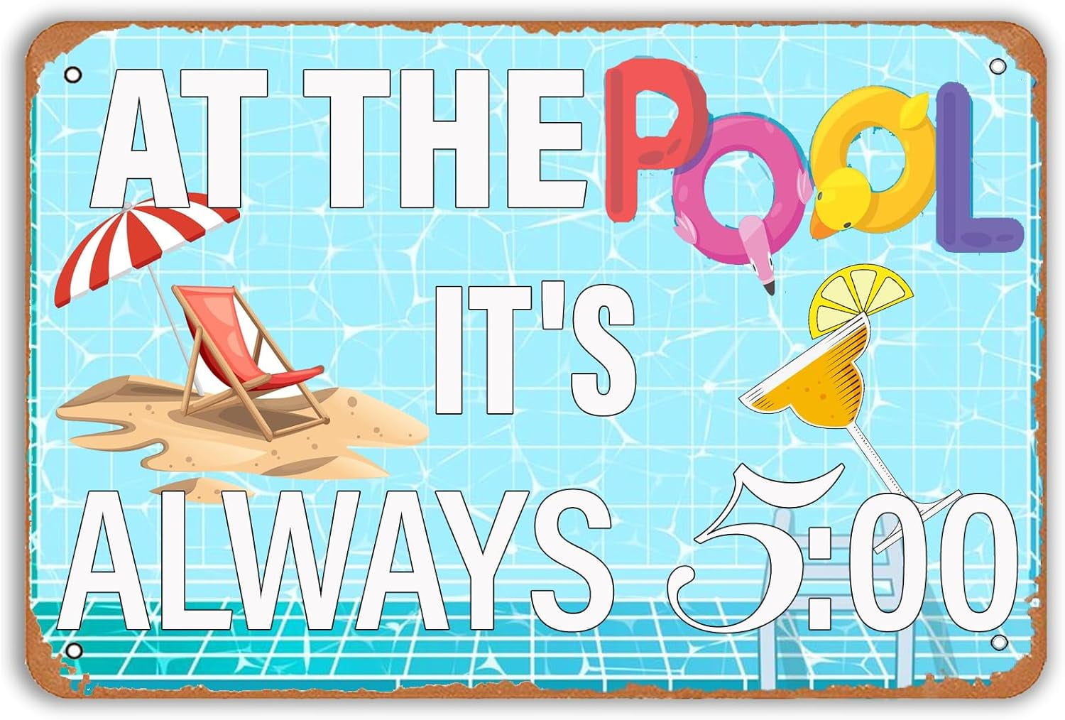 Pool Rules Metal Tin Sign,The Lifeguard is Probably on a Beer Run Swim ...