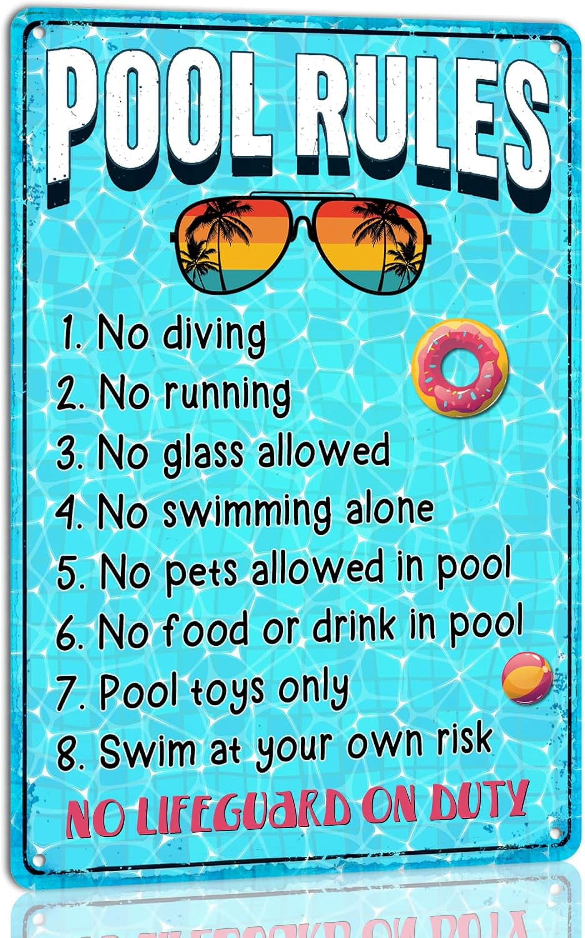 Pool Rules Metal Tin Sign Vintage No Lifeguard on Duty Sign Funny ...