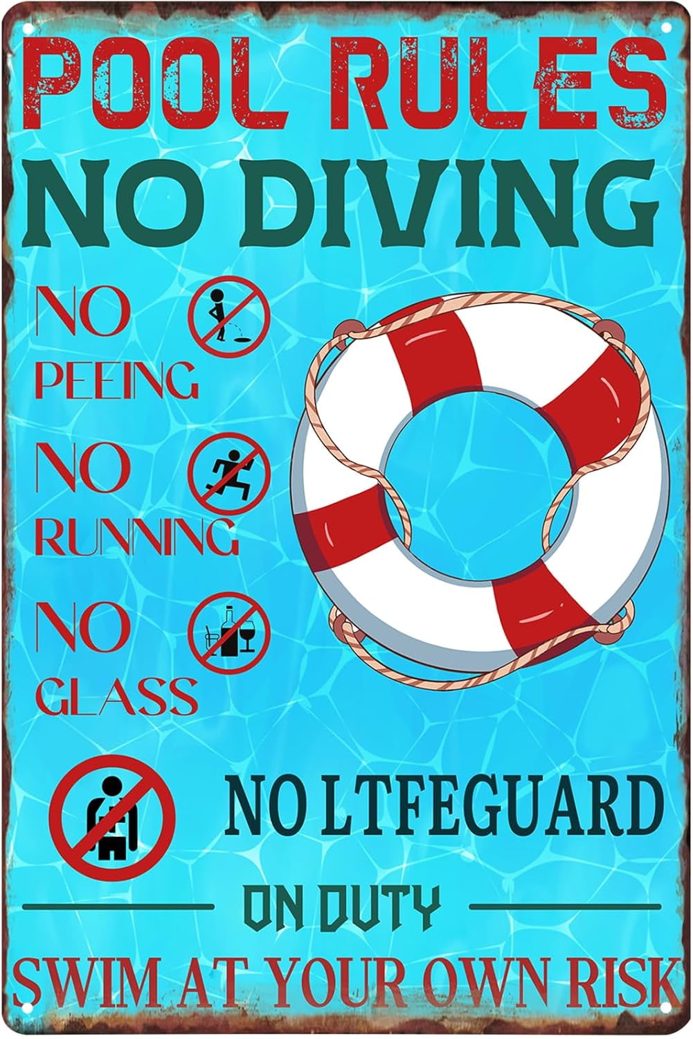 Pool Rules Metal Tin Signs-Metal Tin Signs Exquisite Wall Art Decor ...