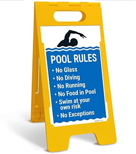 Pool Rules No Glass Diving Running Folding Floor Sign, 10x16 Inches ...