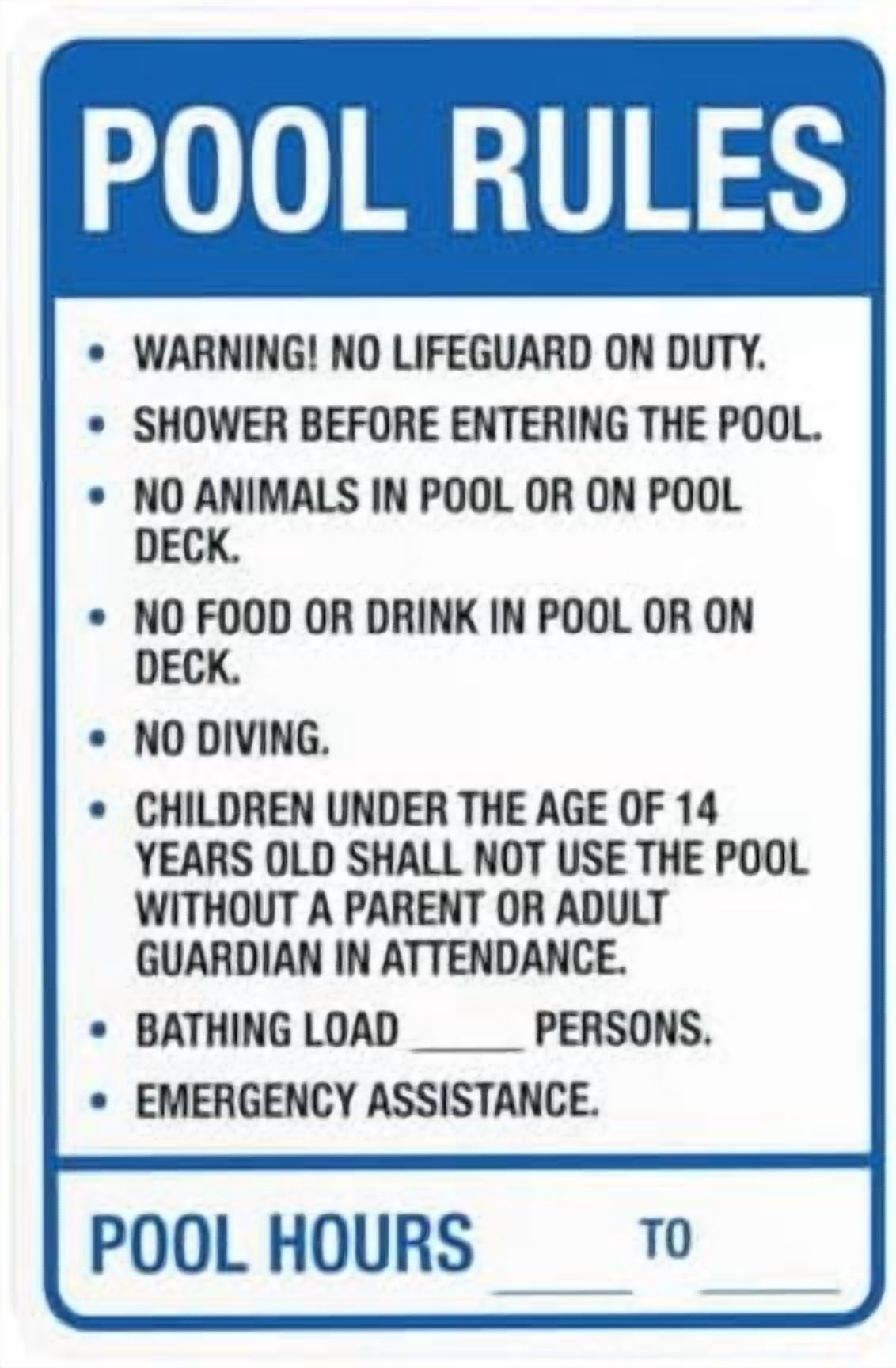 Pool Rules Pool Warning Sign, Pool Rules Security Metal Signs for ...