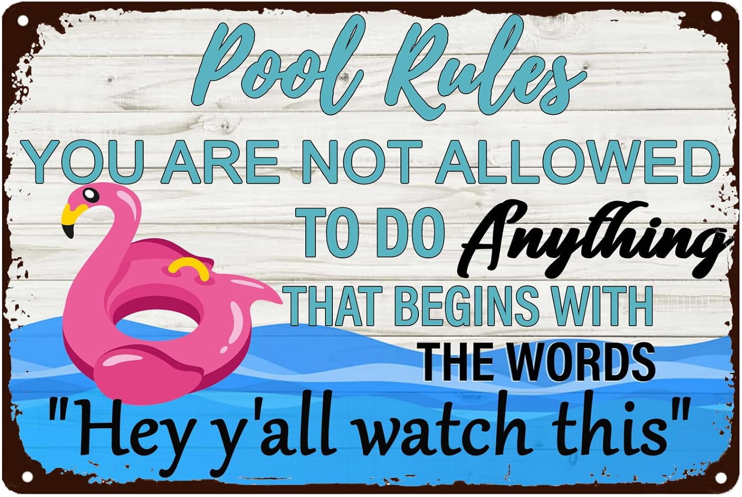 Pool Rules Retro Metal Sign You Are Not Allowed To Do Anything Swimming ...