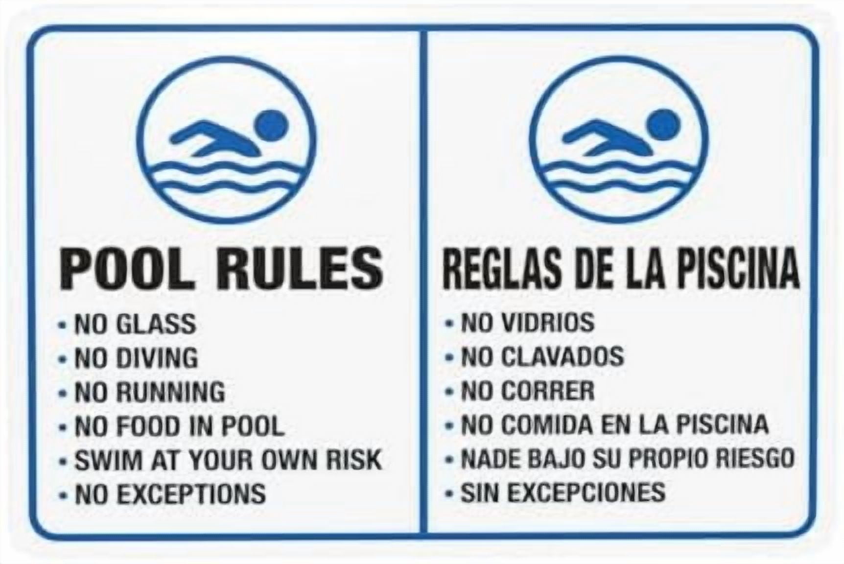 Pool Rules Sign Bilingual, English Spanish Warning Sign, Pool Metal ...