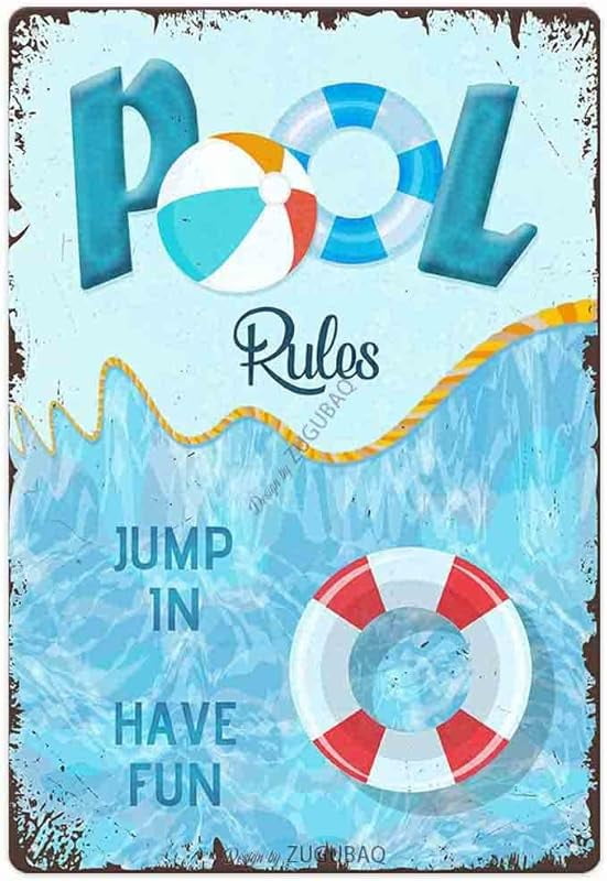 Pool Rules Sign Decor, No Diving No Running No Peeing Swim At Your Own ...