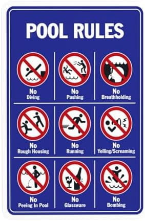 Pool Rules Sign, No Diving No Pushing No Running No Peeing in Pool ...
