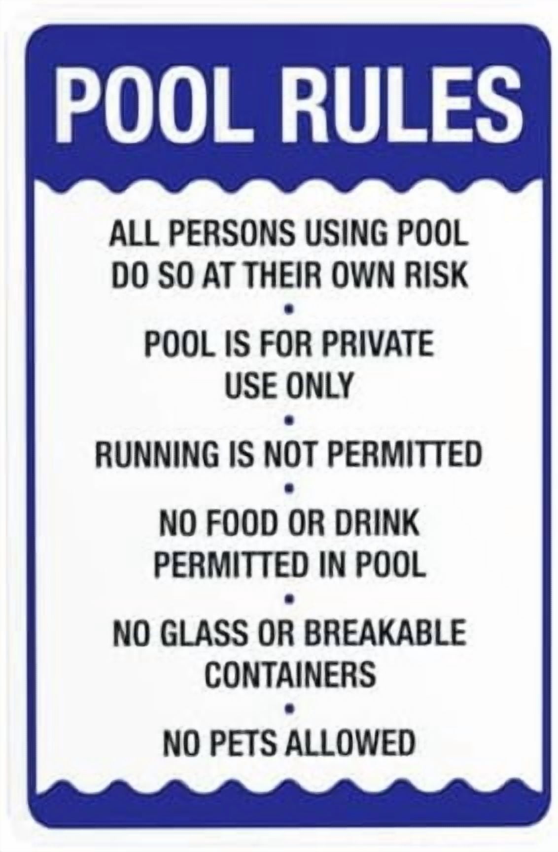 Pool Rules Sign, No Food or Drinks Pool Warning Sign, Pool Rules Metal ...