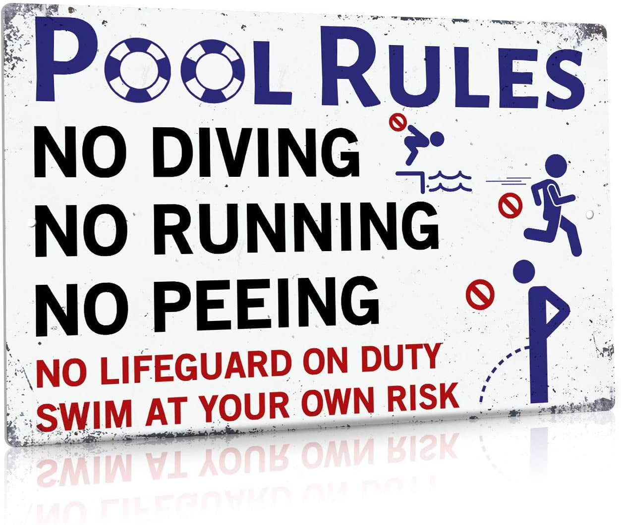 Pool Rules Sign, Indoor/Outdoor Swimming Pool Decorations, 12x8 Inches ...