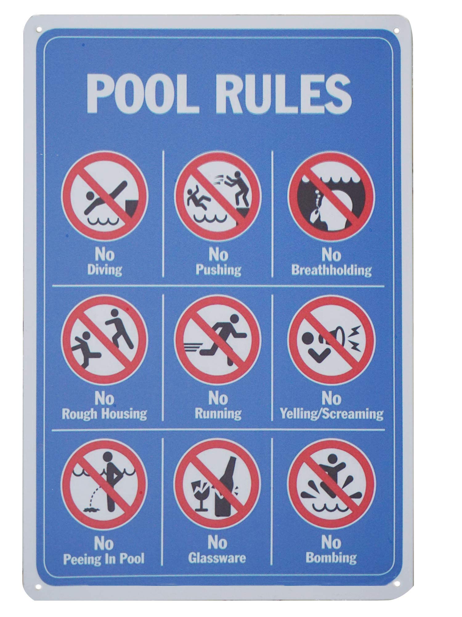 Pool Rules Sign No Diving No Pushing No Running No Peeing for ...