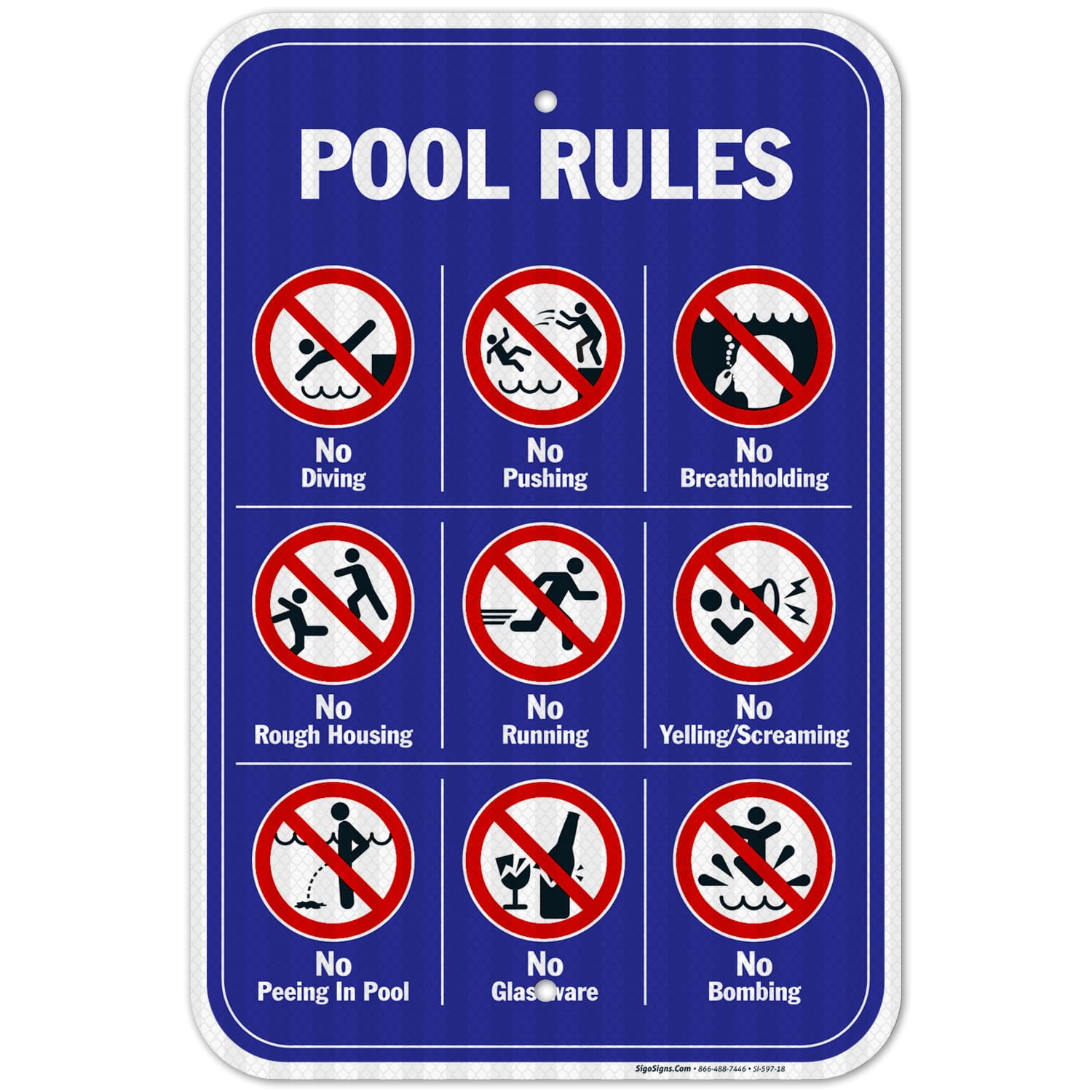 Pool Rules Sign, No Diving No Pushing No Running No Peeing in Pool ...