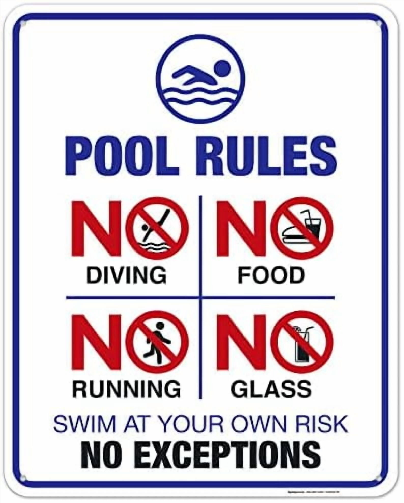 Pool Rules Sign, No Diving Pool Sign, 24x30 Inches, 55 mil Thick HDPS (high Density polystyrene ...
