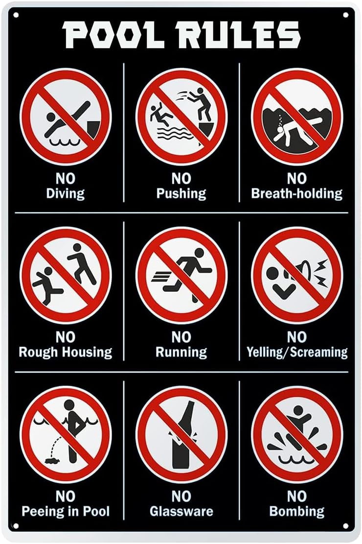 Pool Rules Sign Outdoor Metal Plaque Poster Quotes Warming Sign for ...