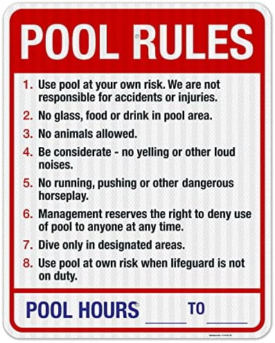 Pool Rules Sign, Red Pool Sign, 24x30 Inches, 3M EGP Reflective .080 ...